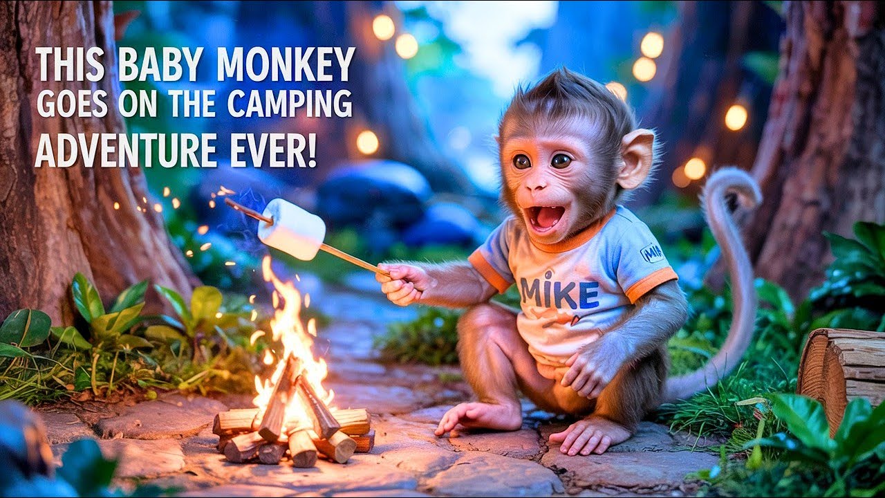 This Baby Monkey Goes On The CUTEST Camping Adventure Ever! - YouTube