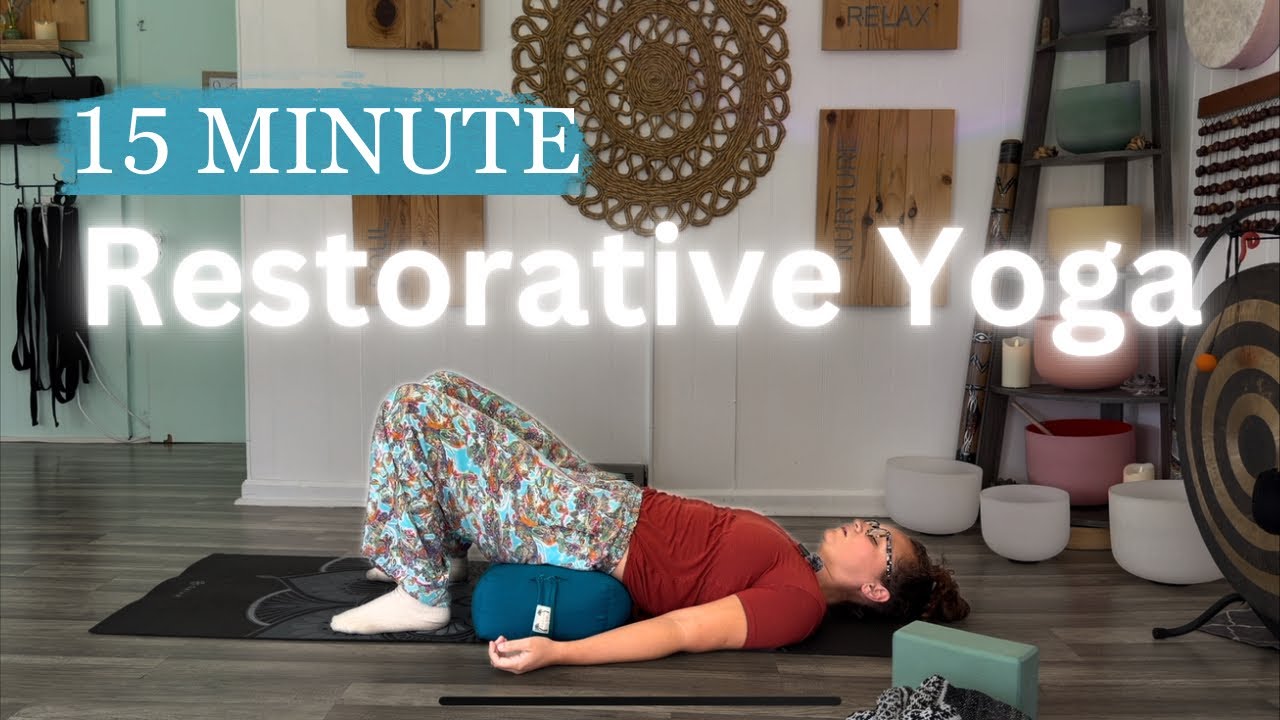 15-Minute Heart Opening Restorative Yoga | Emotional Release + Stress ...
