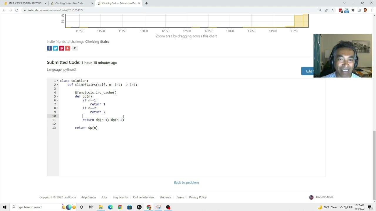 Climbing Stairs Problem | dynamic programming | Python | Coding interview question - YouTube
