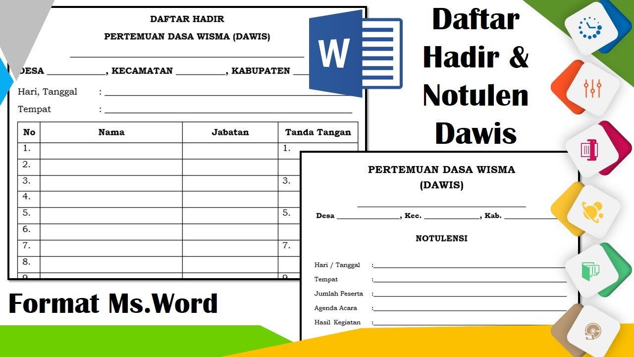 Download Daftar Hadir dan Notulen Pertemuan Dawis Dasawisma PKK Format ...