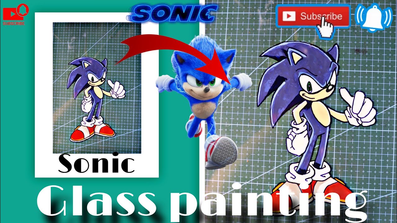 How to draw Sonic the Hedgehog stained glass painting|Easy glass ...