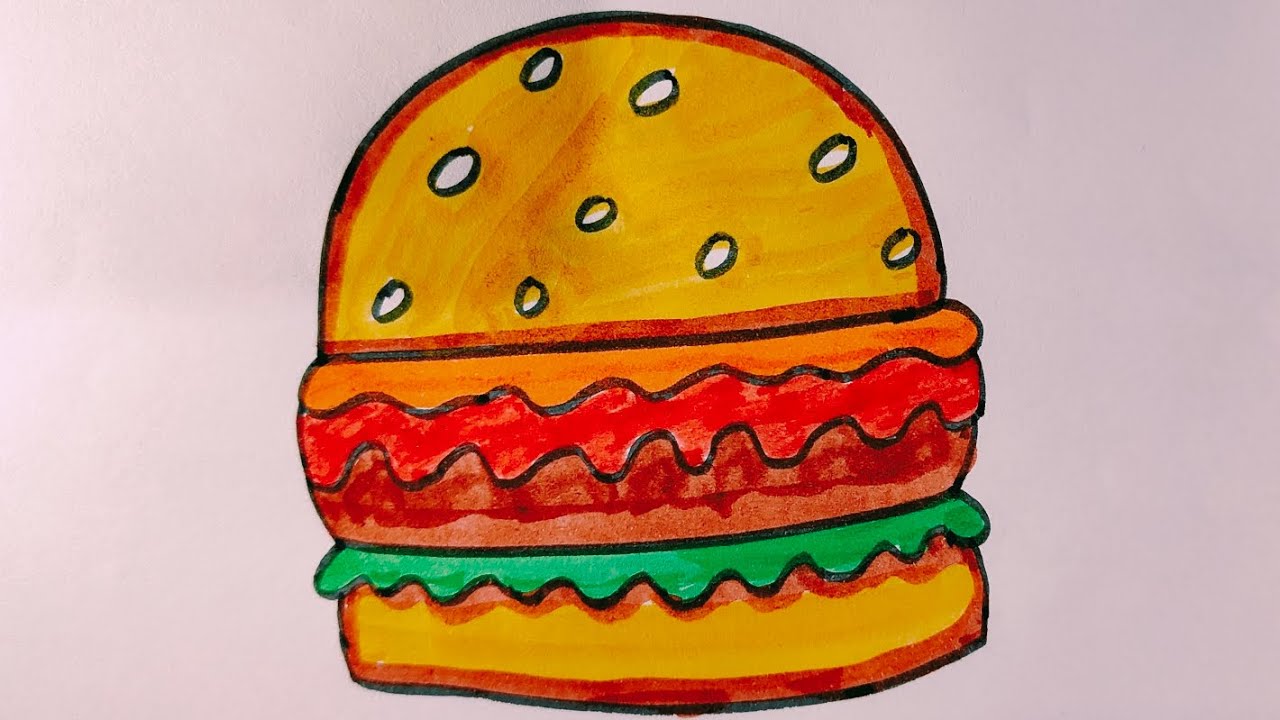 Burger 🍔 drawing for beginners/how to draw easy burger step by step # ...