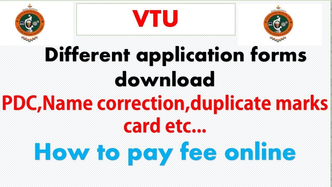 VTU Different application forms download || how to pay fee online | vtu ...