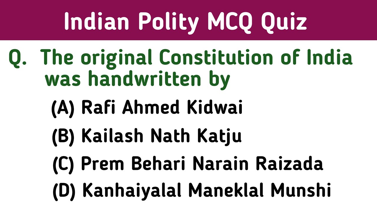 30 INDIAN POLITY MCQs Quiz (Set 2) | Important For All Competitive ...