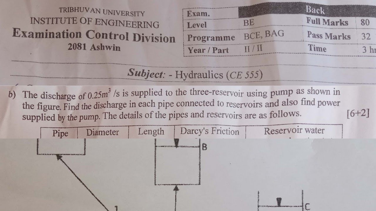 Three Reservoir problems|| past Questions Solved 2081 Ashwin Back || TU ...