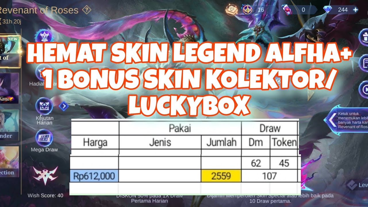 TIPS HEMAT SKIN LEGEND ALPHA + 1 BONUS SKIN KOLEKTOR ATAU LUCKYBOX 🤩 ...