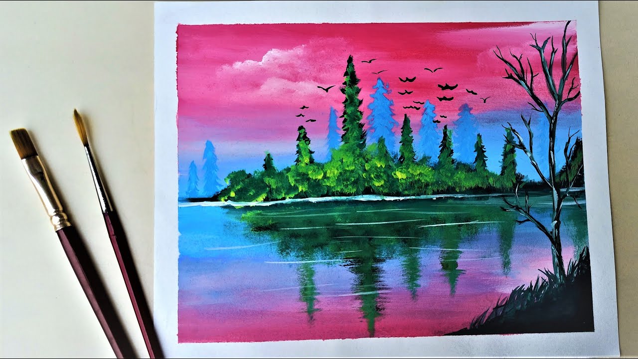 Easy Acrylic Drawing for Beginners - Beautiful Dream Scenery / art ...