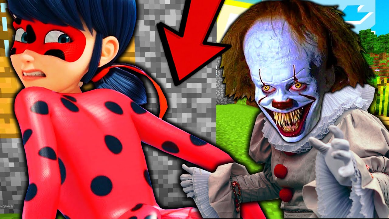 CREEPY CLOWN ATTACKED LADYBUG IN MINECRAFT NOOB vs PRO vs HACKER vs GOD ...