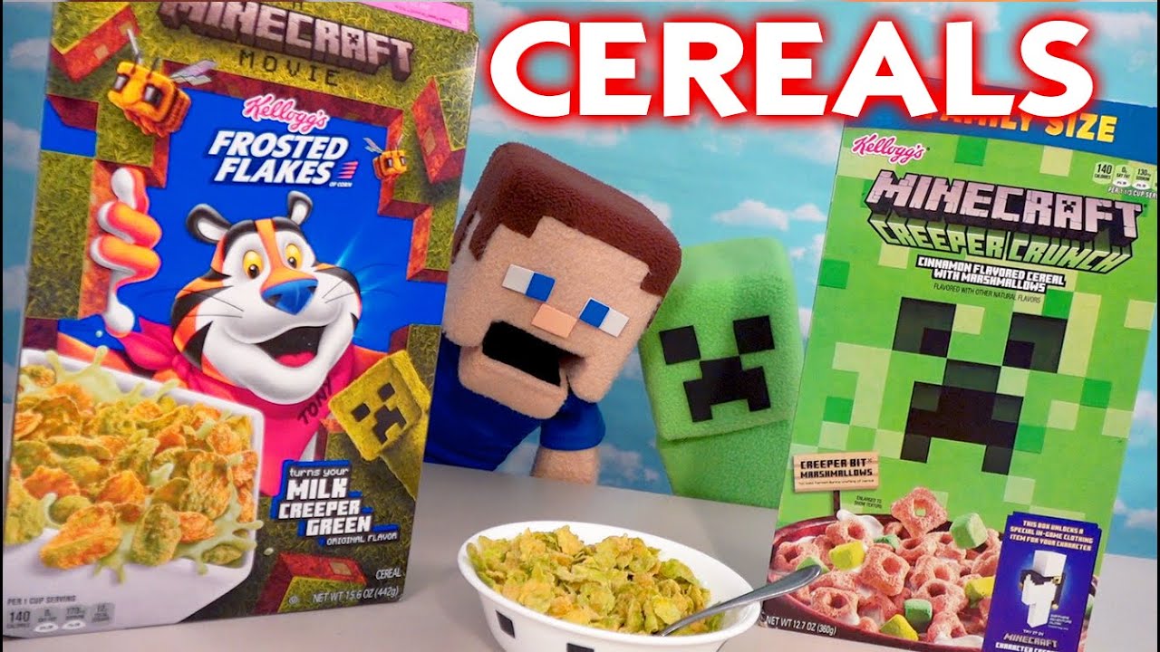 MINECRAFT CEREALS!! Creeper Flakes & Crunch Breakfast Unboxing! - YouTube