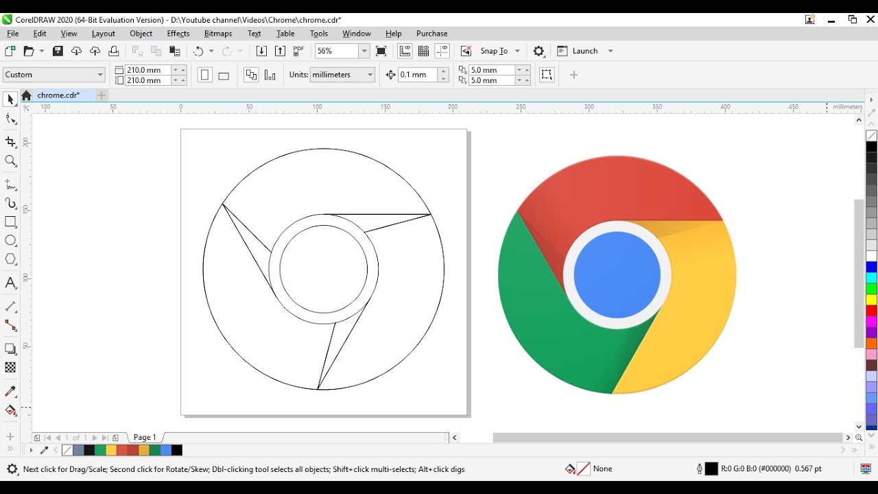 CorelDraw | Google Chrome logo | Graphics Design | Tutorial - YouTube