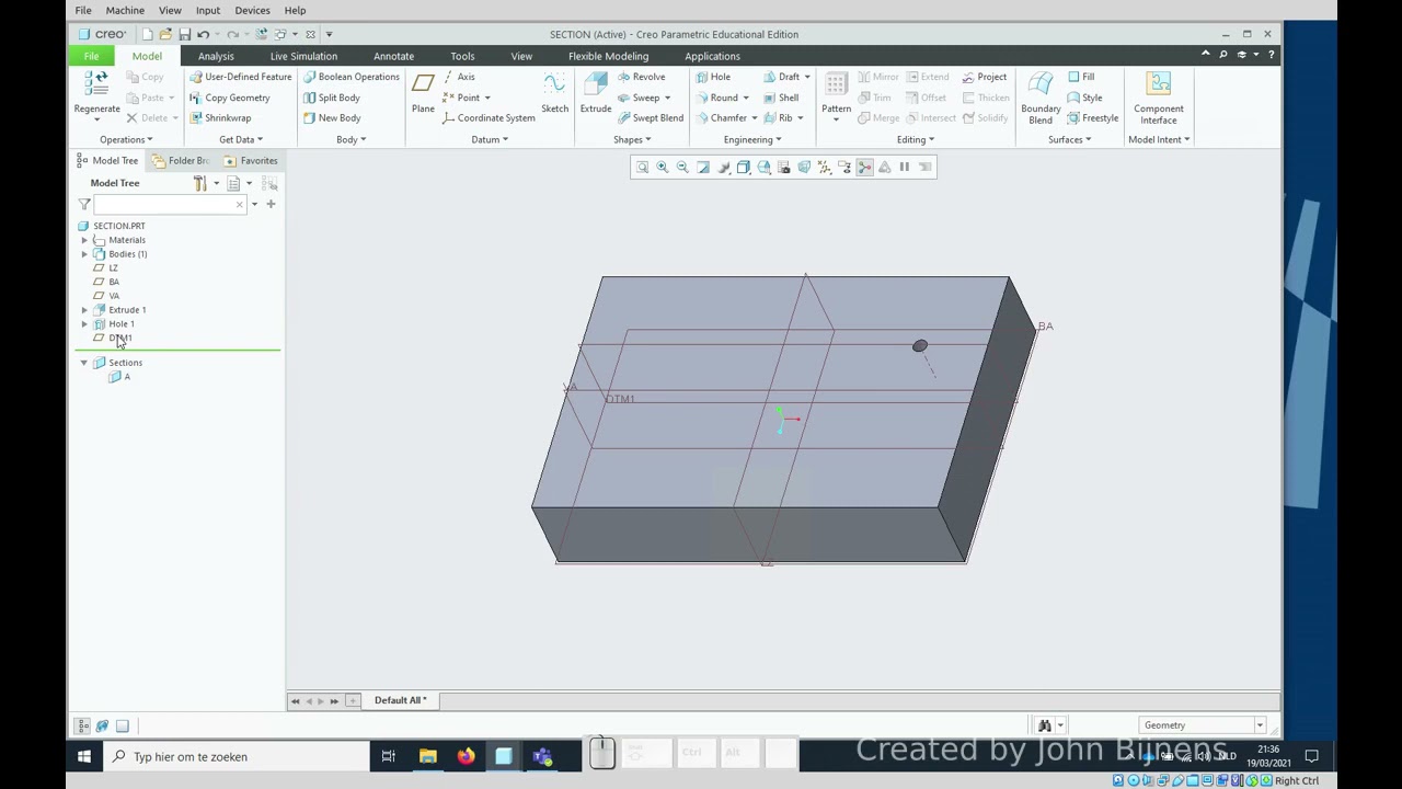 PTC Creo 7: Drawing - creating a local section - YouTube