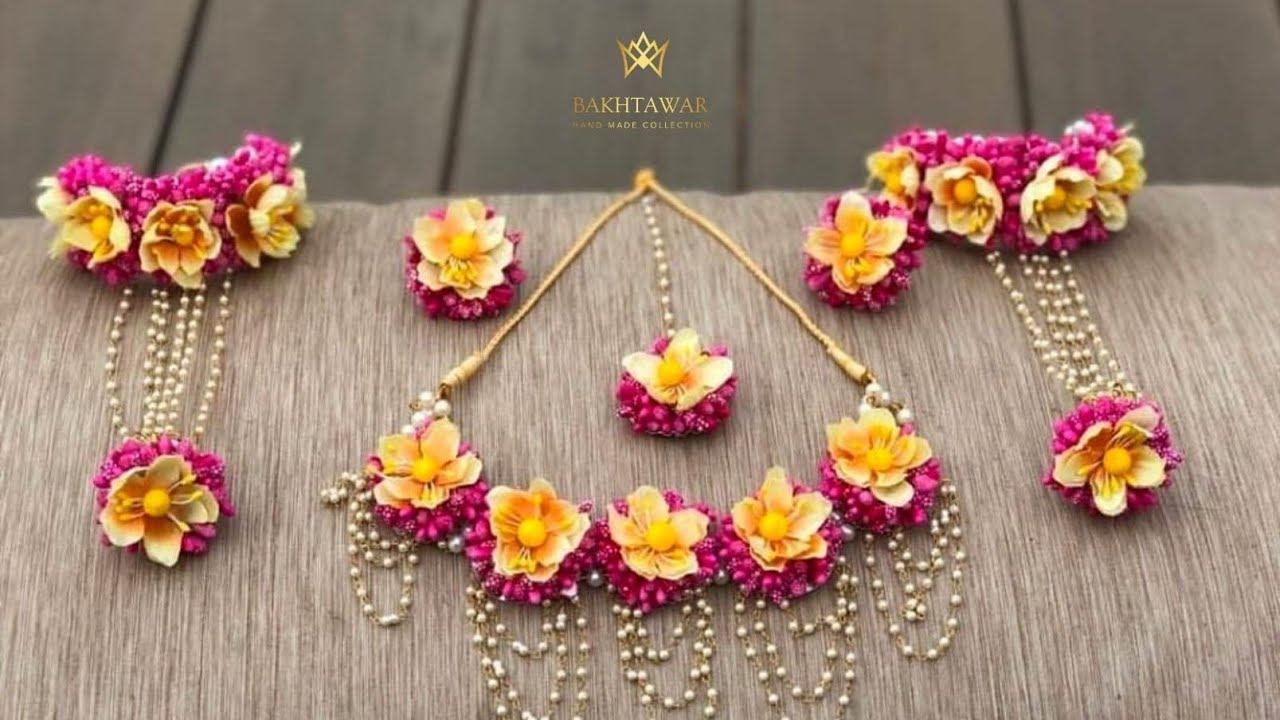 Artificial and fresh flowers | Jewellery for haldi |Trending Bridal ...