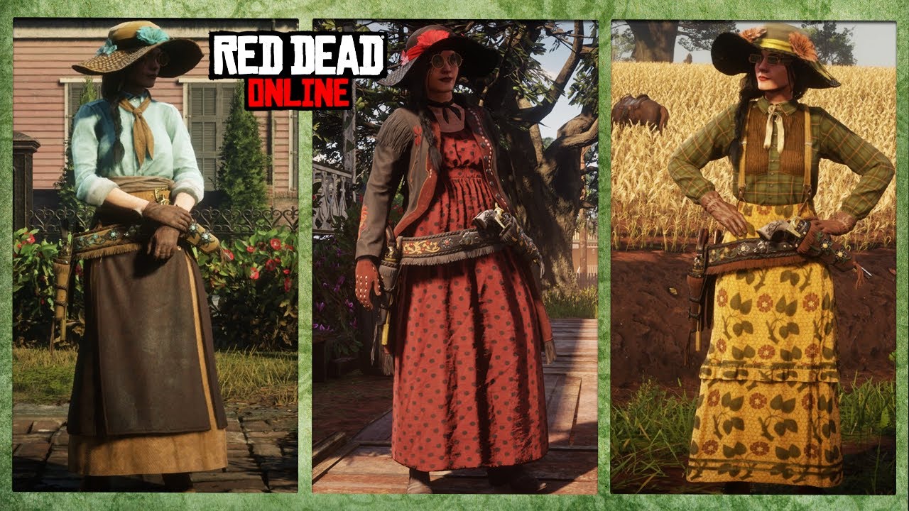 8 Floral Skirt and Dress Female Outfits in Red Dead Online - YouTube