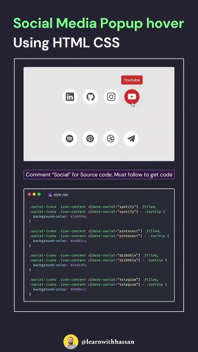 Magic Social Media Hover Popup Menu Using HTML CSS | Cool Animated Social share Menu | CodeMinds ...