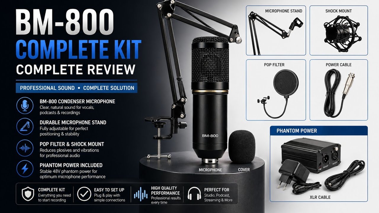 BM 800 Codenser Microphone|| BM 800 with Phantom Power|| BM 800 setup ...