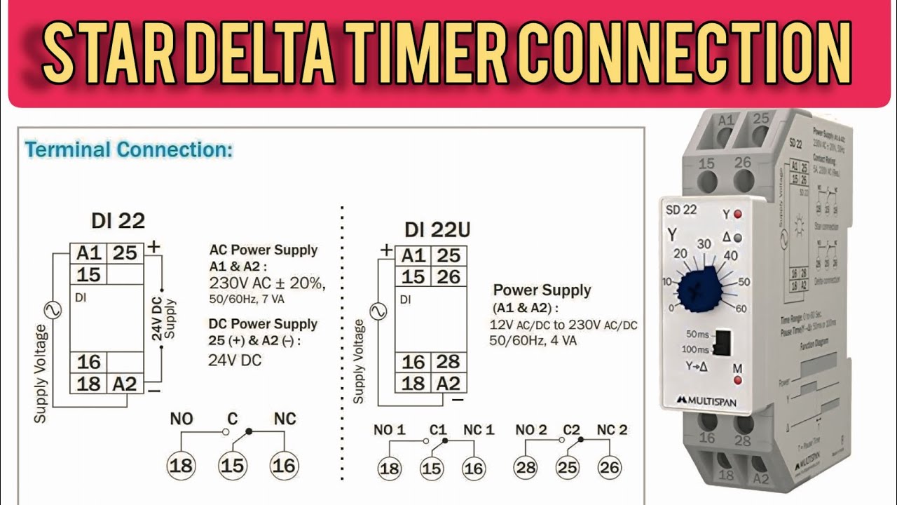 Star delta timer connection || Omron timer connection - YouTube