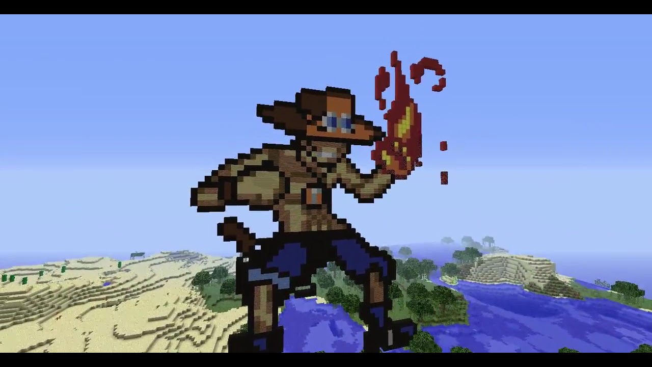 Minecraft - One Piece Ace Pixel Art [HD] - YouTube