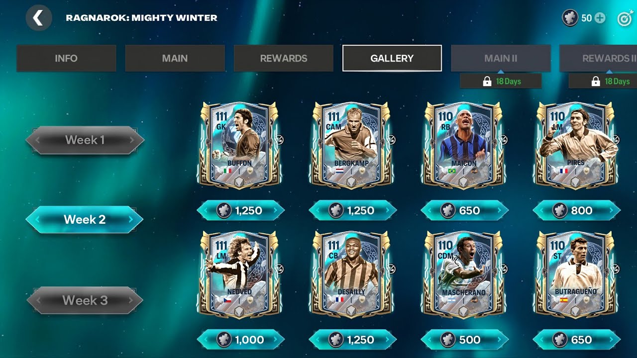 RAGNAROK WEEK 2 ICONS LE*KED 😨🤩 ALL ICON SHARD COST REVEALED 👀 111 OVR ...