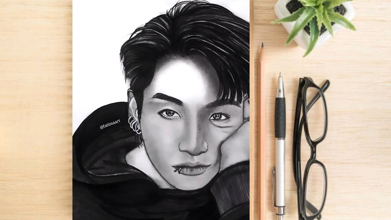 Drawing bts jungkook step by step - YouTube