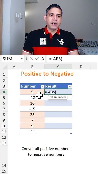 Convert positive numbers to negative in excel - YouTube