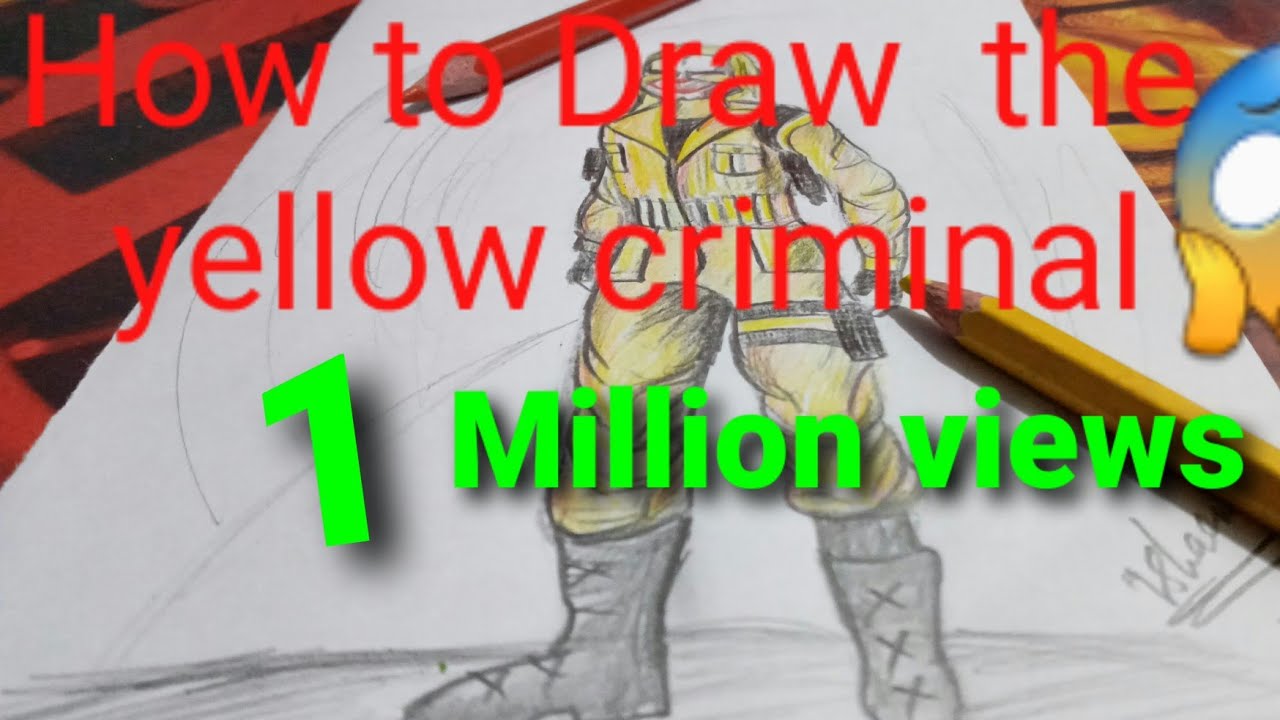 How to draw the YELLOW CRIMINAL.Freefire character with the help of ...