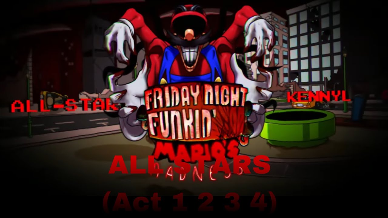 ALL STARS (act 1 2 3 4) mod: friday night funkin vs Mario madness - YouTube