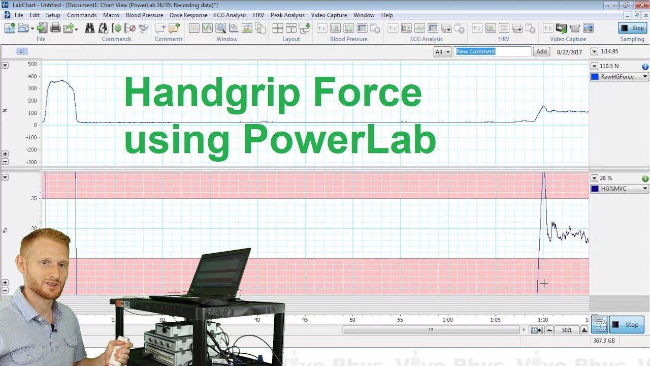 Handgrip Force using PowerLab - YouTube