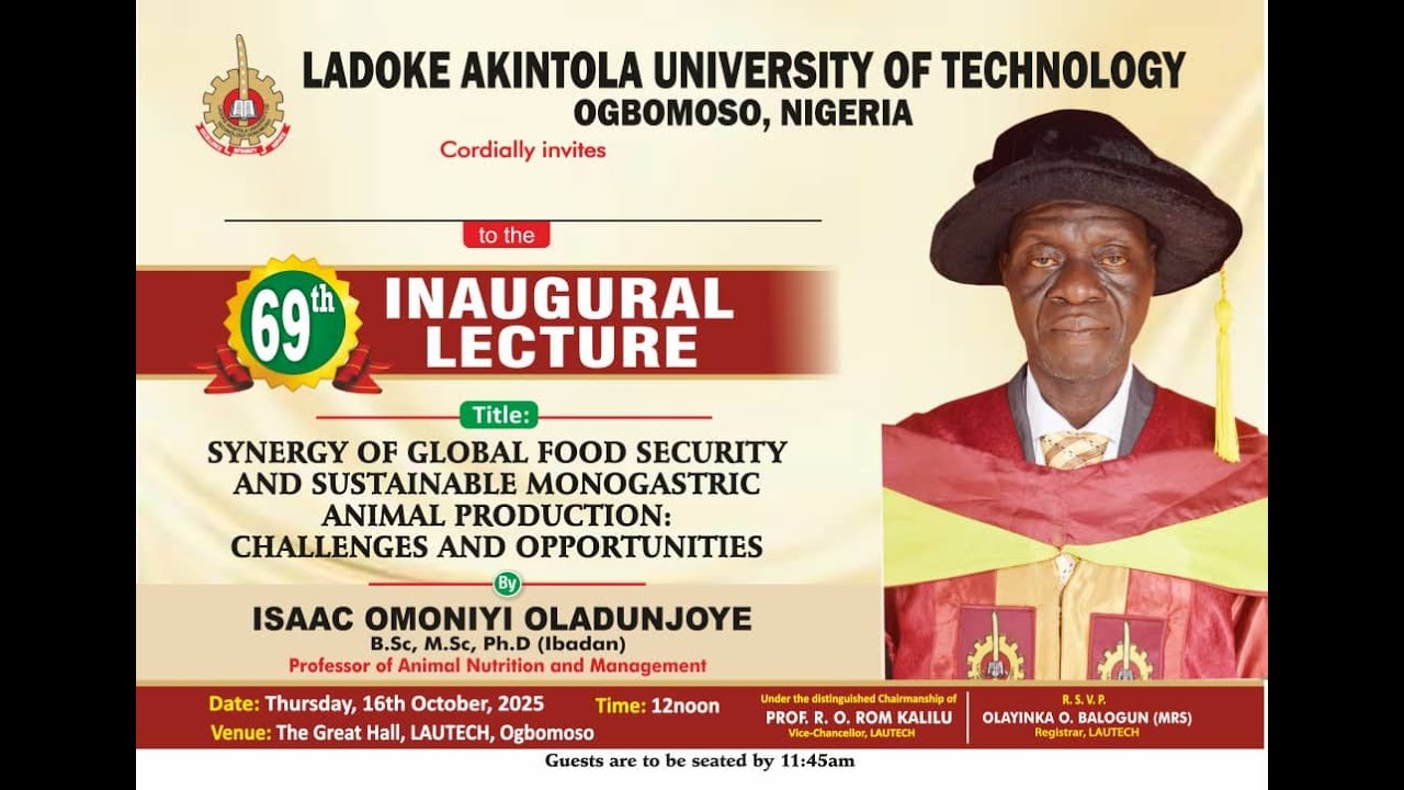 69TH INAUGURAL LECTURE, LADOKE AKINTOLA UNIVERSITY OF TECHNOLOGY ...