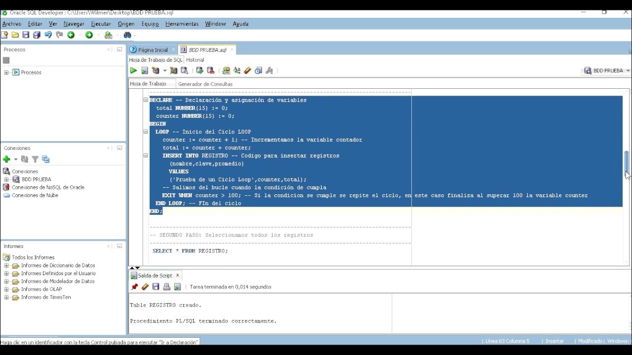 ORACLE PL/SQL - Ejemplo de un Ciclo Loop con Oracle PL/SQL - YouTube