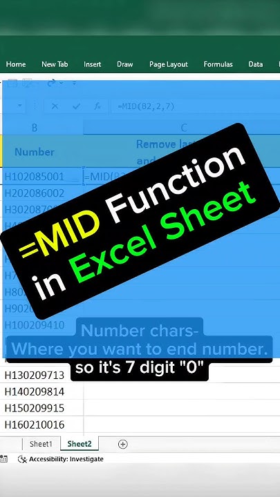 Use MiD Function in Excel 💯 #excel #shorts - YouTube