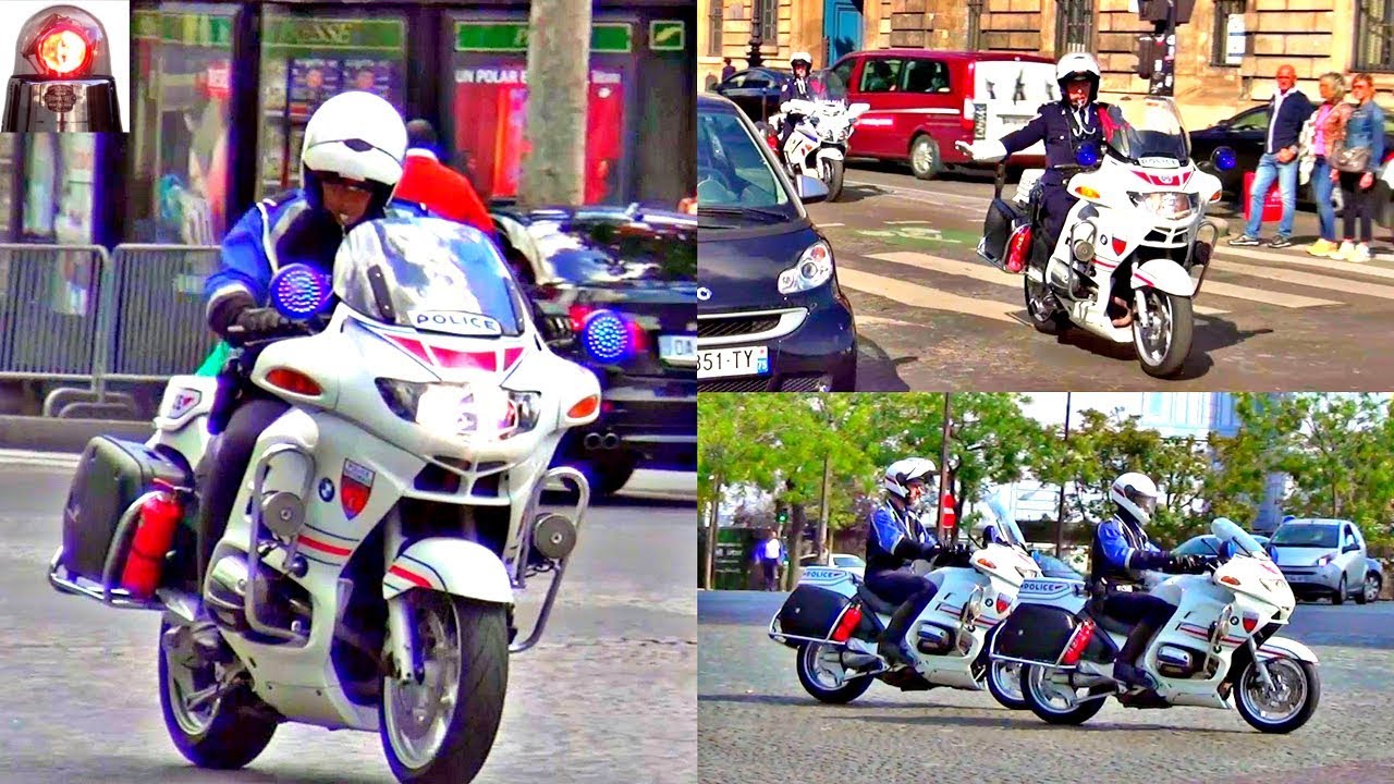 Compilation Police Motorcycles Responding Lights and Sirens in Paris ...