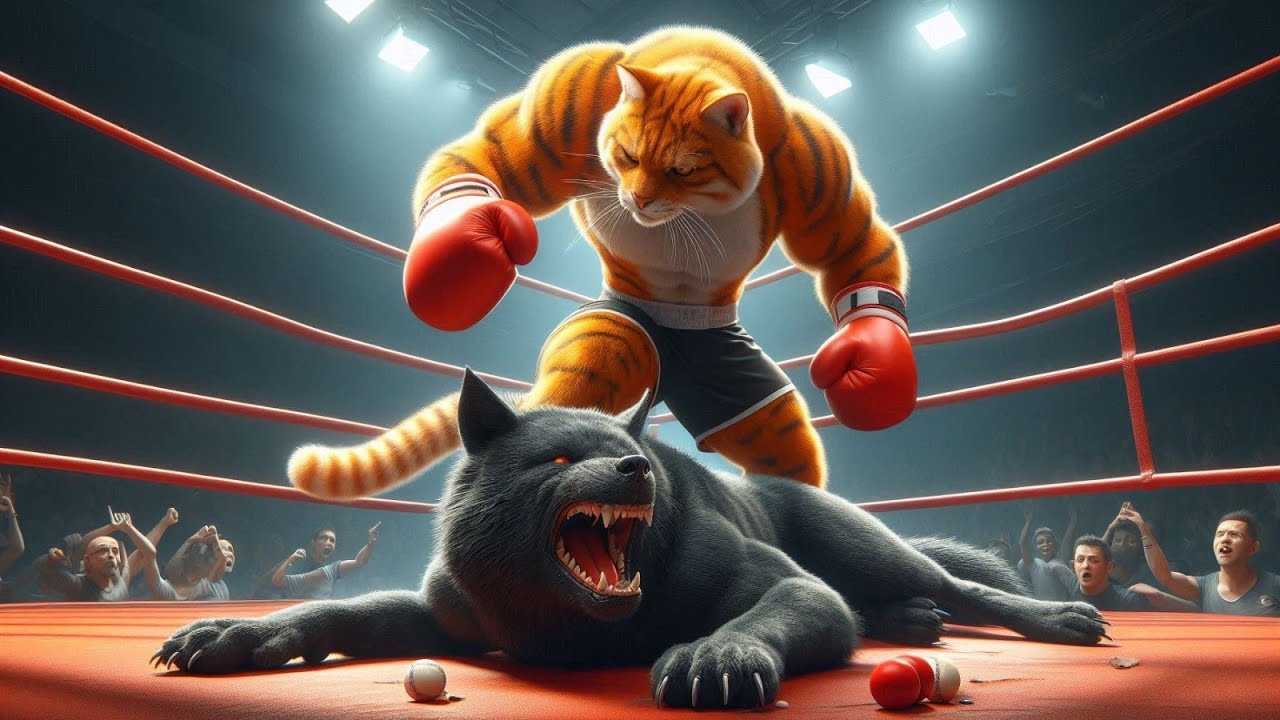 Big Cat And Big Wolf Boxing Match|#viralshort #cat #cutechat #catstory ...
