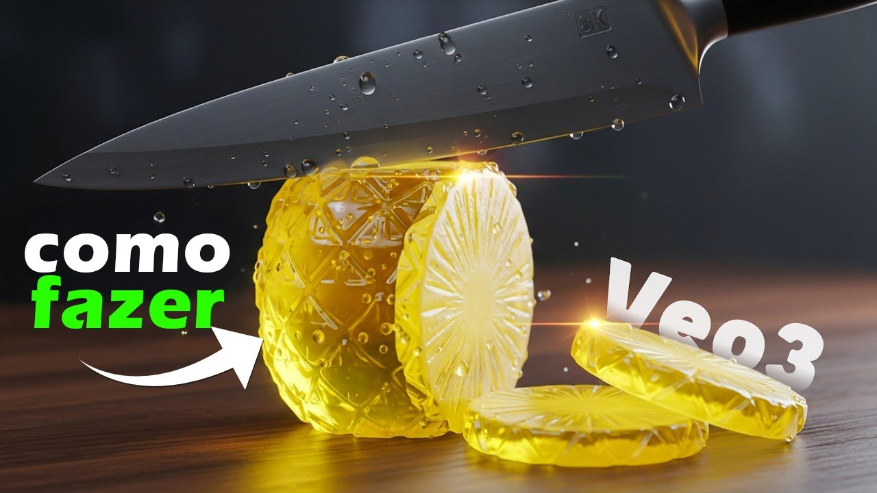 Como fazer vídeos ASMR com IA de corte de frutas de vidro no Google Veo 3 - YouTube