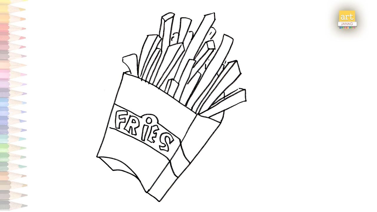 French Fries drawing | How to draw French Fries snacks drawing very ...