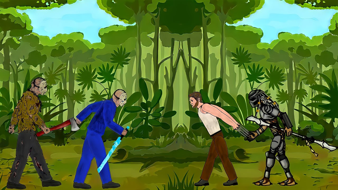 Jason Voorhees & Roy Burns Jason vs Predator & Wolverine - Drawing ...