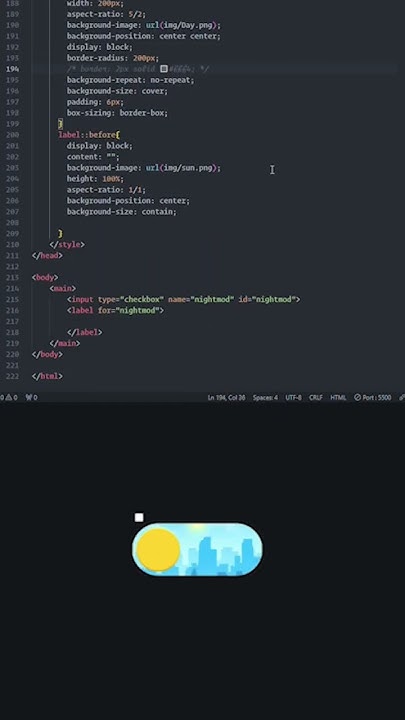 Day-Night toggle Button with animation | Using: #html & #css - YouTube