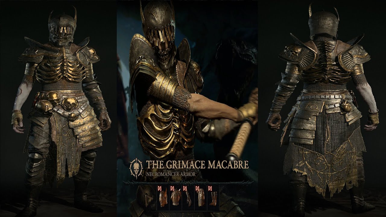 Necromancer Armor The Grimace Macabre! | Diablo 4 Cosmetic Showcase ...
