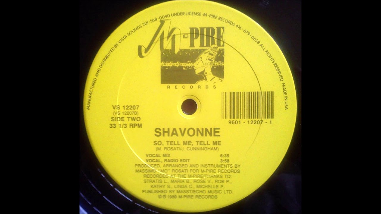 Shavonne - So, Tell Me, Tell Me (12'' Single) [HQ Vinyl Remastering ...