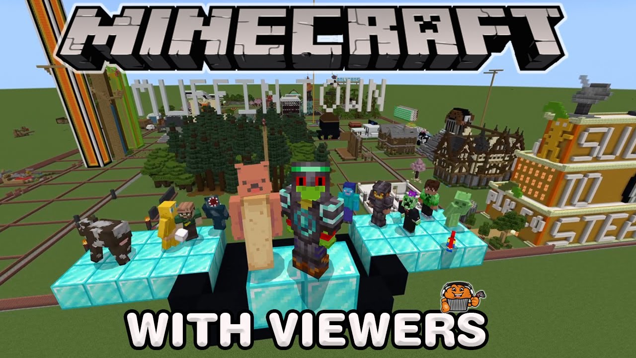 🔴LIVE MINECRAFT WITH VIEWERS - CREATIVE SUPER FLAT WORLD!! MUFFIN TOWN ...