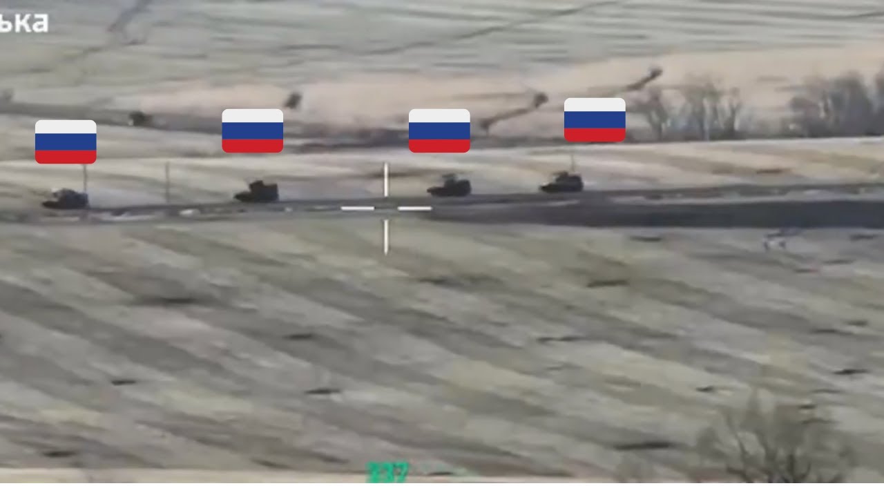 Russian columns destroyed in Kursk region 2025. Used Javelin. # ...