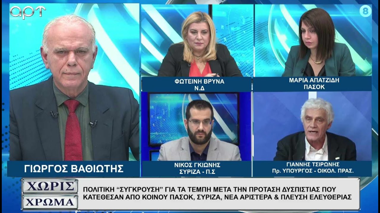 ΒΡΥΝΑ (ΝΔ), ΑΠΑΤΖΙΔΗ (ΠΑΣΟΚ), ΓΚΙΩΝΗΣ (ΣΥΡΙΖΑ), ΤΣΙΡΩΝΗΣ (ΟΙΚΟΛ. ΠΡΑΣ ...