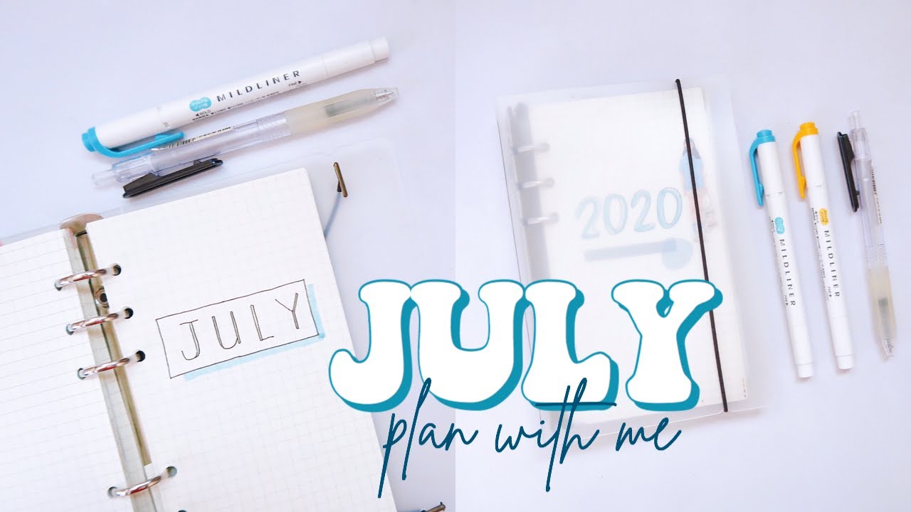PLAN WITH ME: July 2020 minimal bullet journal setup in an A6 ring ...