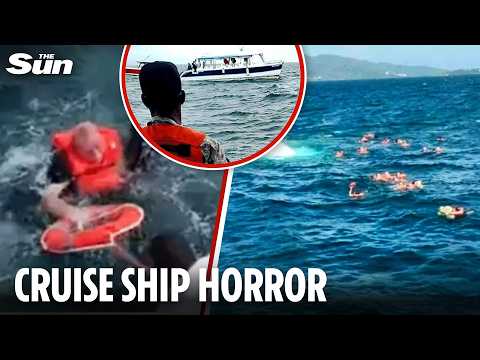 40ft catamaran SINKS leaving passengers floating at sea in Caribbean cruise ship horror