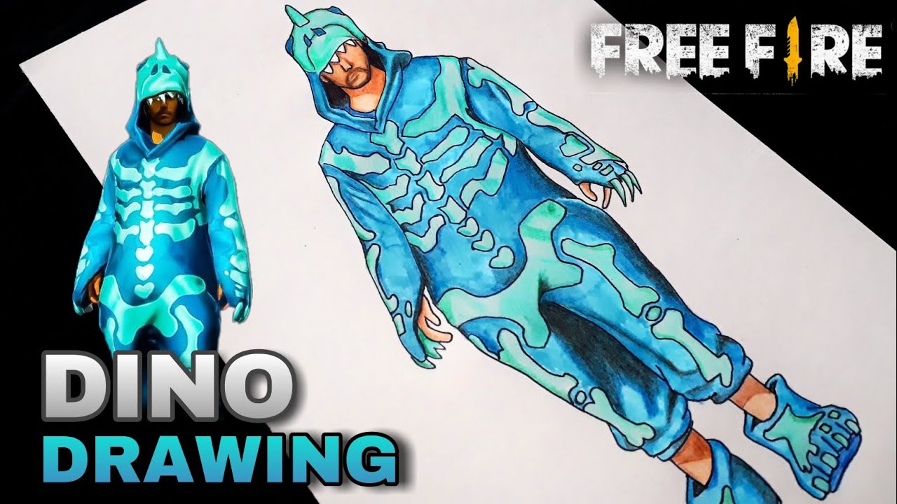 Blue FF Dino Drawing || Freefire Drawing || KAKU Arts - YouTube