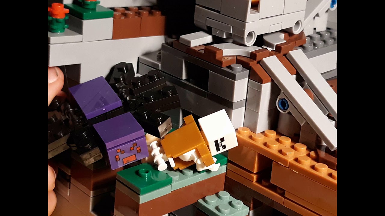 LEGO MINECRAFT MOUNTAIN CAVE - SPIDER EATS THE SKELETON. - YouTube