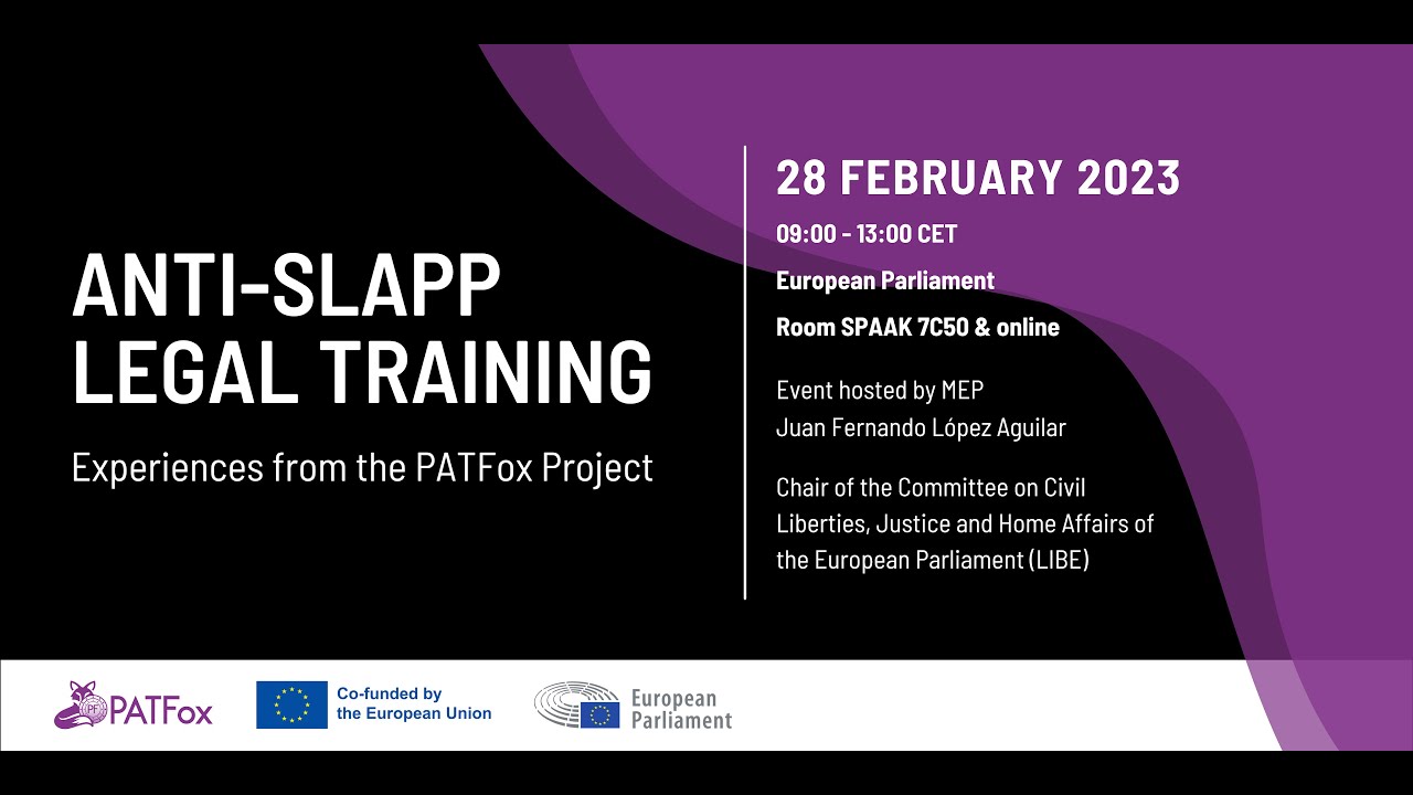 Anti-SLAPP Legal Training: Lessons from the PATFox project - full event ...