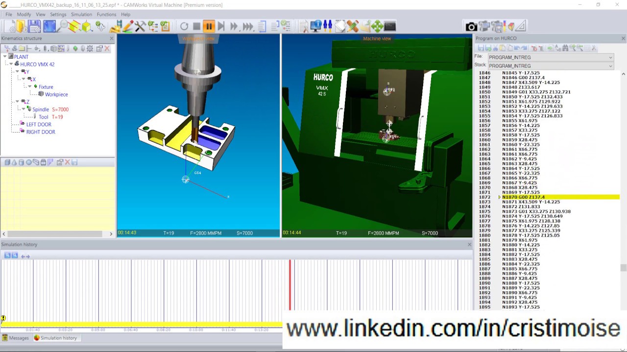 Simularea prelucrarii folosind CAMWorks Virtual Machine. - YouTube