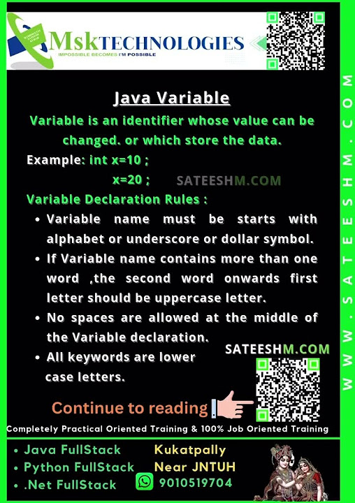 Java Variable - MSK Technologies Kukatpally Hyderabad - YouTube