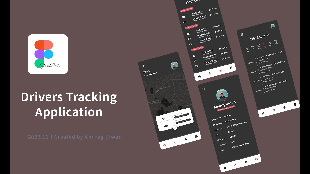 Driver's Tracking Application UI Design Tutorial in Figma - YouTube
