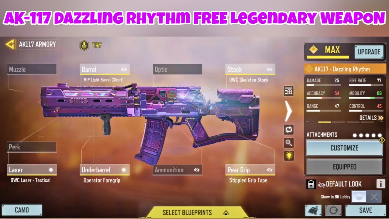 AK-117 Dazzling Rhythm FREE Legendary Weapon Season 5 CODM Test Server ...